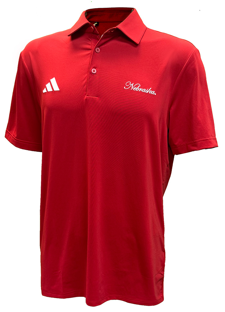 Adidas Red Nebraska Script Spring Fling Polo